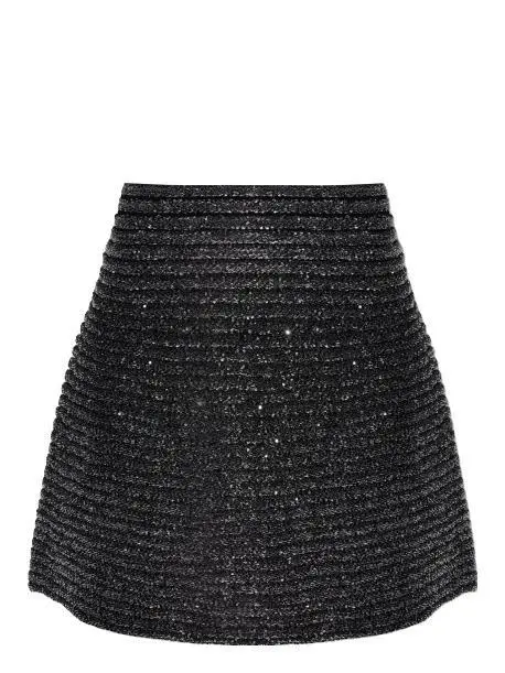 Alaïa Sequined A-line Mini Skirt - Black