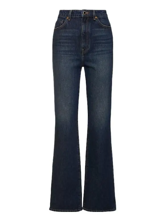 Khaite Danielle High Rise Straight Jeans - Black