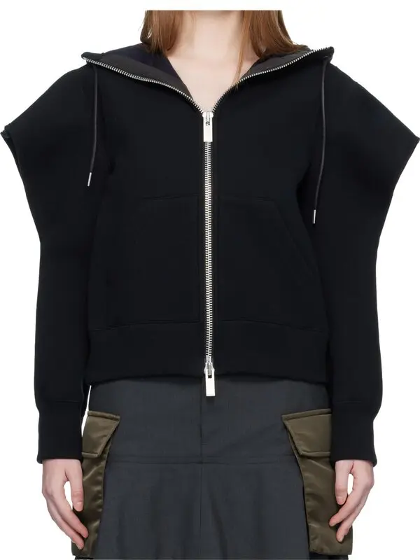 Sacai Sponge Sweat Zip-up Hoodie - Black