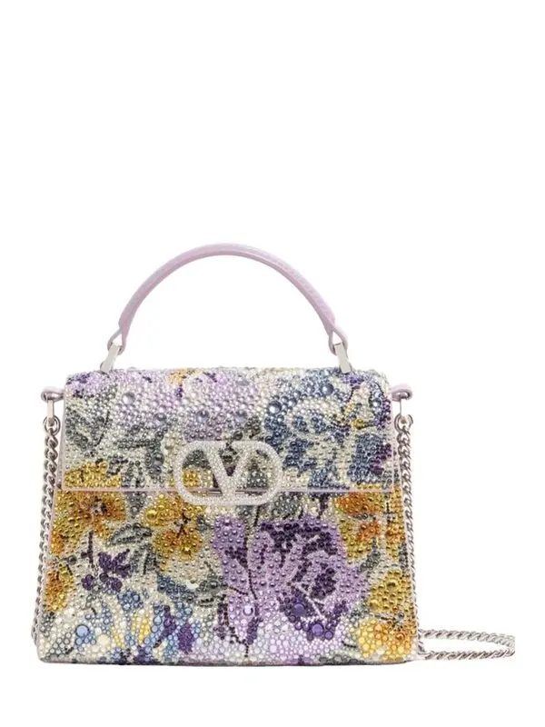 Valentino Garavani Mini Vsling Handbag With Flowerism Rhinestone Motif - Multicolor