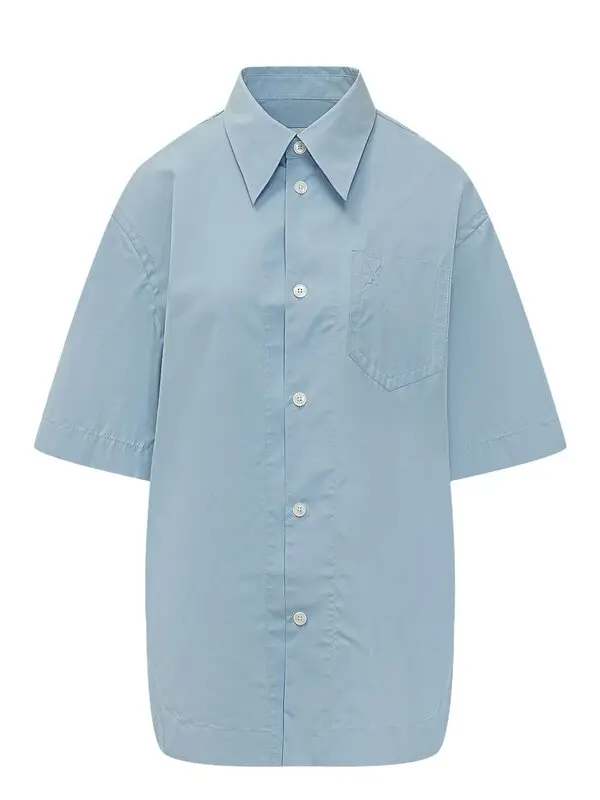 Ami Curved Hem Shirt - Blue