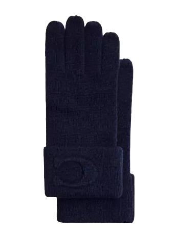 COACH Signature Embossed Knit Gloves - Deep Blue