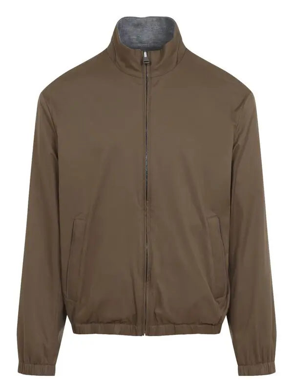 Canali Zip-fastening Jacket With Stand Collar - Beige