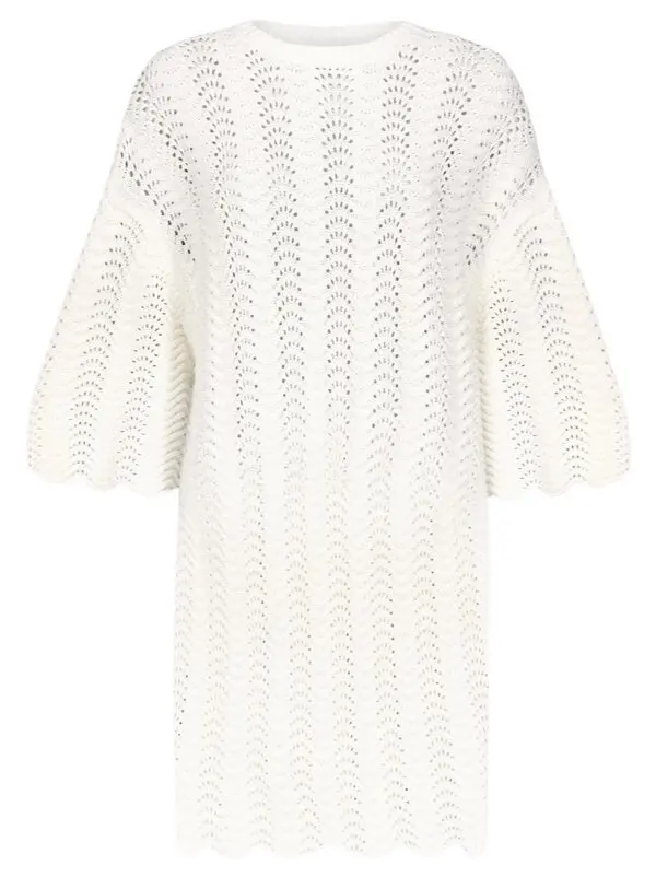 Loulou De Saison Wafa Loose Knit Cotton Ottoman Crochet Dress - Ivory