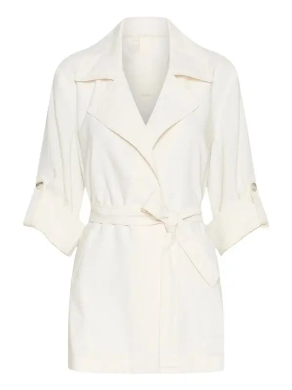 Marella Linen And Viscose Drawstring Duster Coat - White