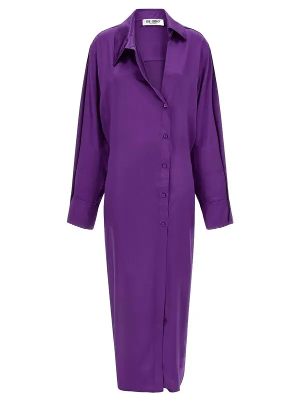 Attico Long Sleeve Shirt Dress - Purple