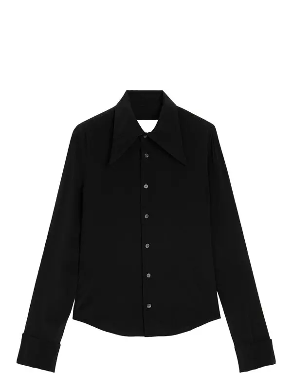 Ami Sharp Collar Crepe Shirt - Black