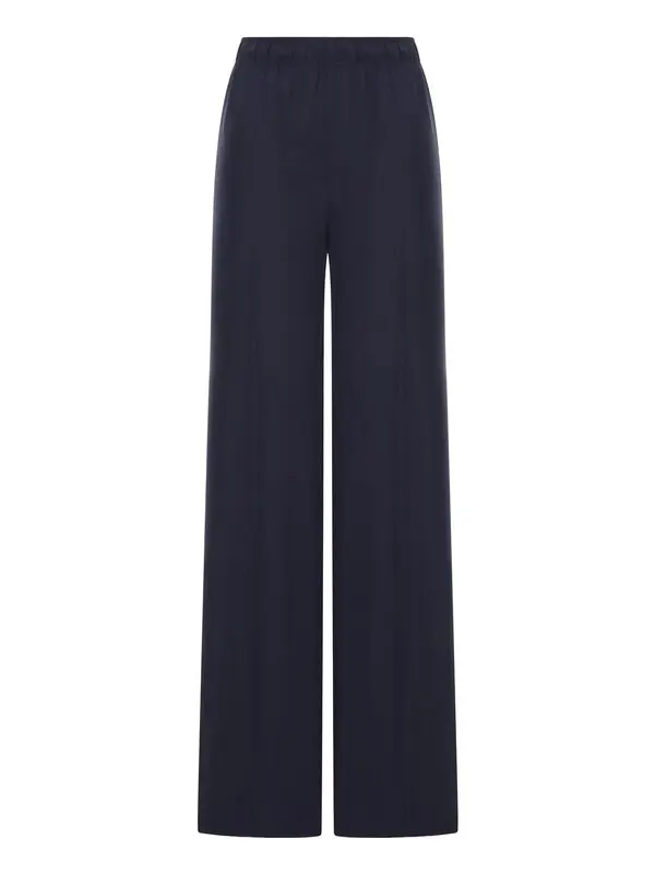 Prada Wide-leg Elastic Waistband Pants With Logo Detail - Blue