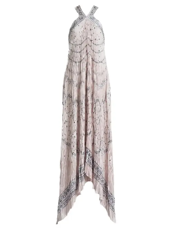 Alberta Ferretti Printed Long Gown With Open Back - Multicolor