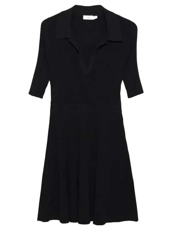 Simkhai Ribbed Knit Polo Mini Dress - Navy Blue