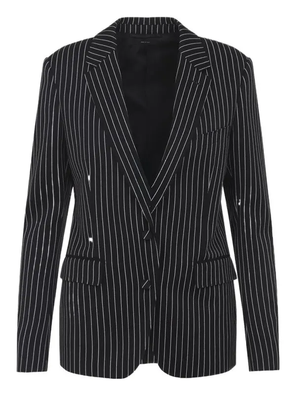 TOM FORD Striped Single-breasted Blazer - Black