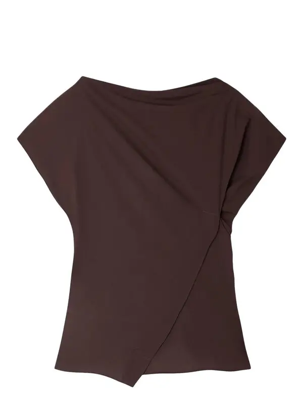 Soeur Asymmetrical High Neck Draped Top - Black