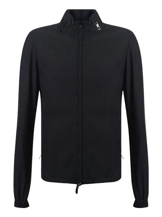 Giorgio Armani Long-sleeve Zip-up Stand Collar Jacket - Black