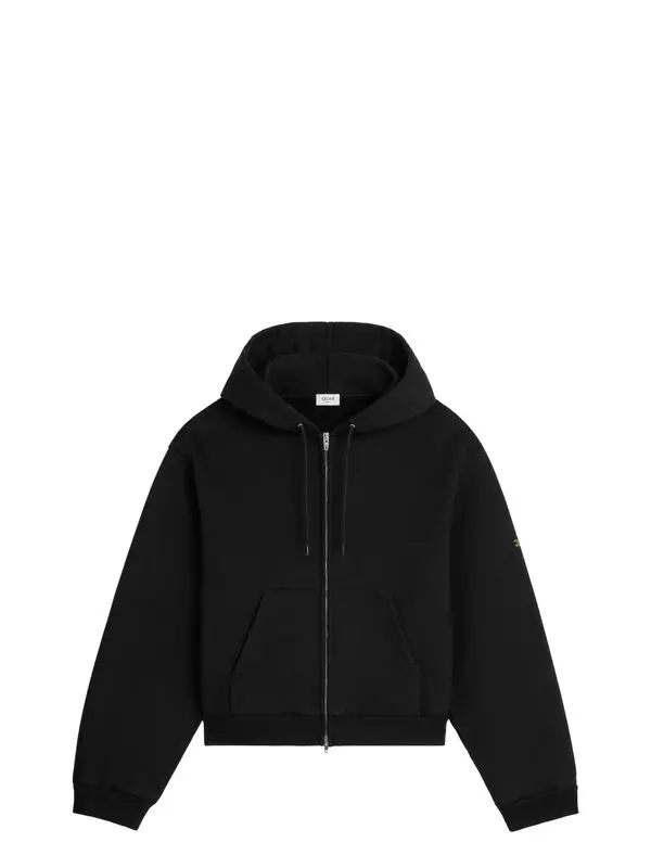 Celine Cotton Fleece Zipped Hoodie - Black