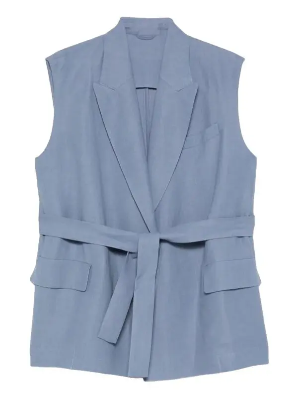 Brunello Cucinelli Sleeveless Belted Blazer - Blue