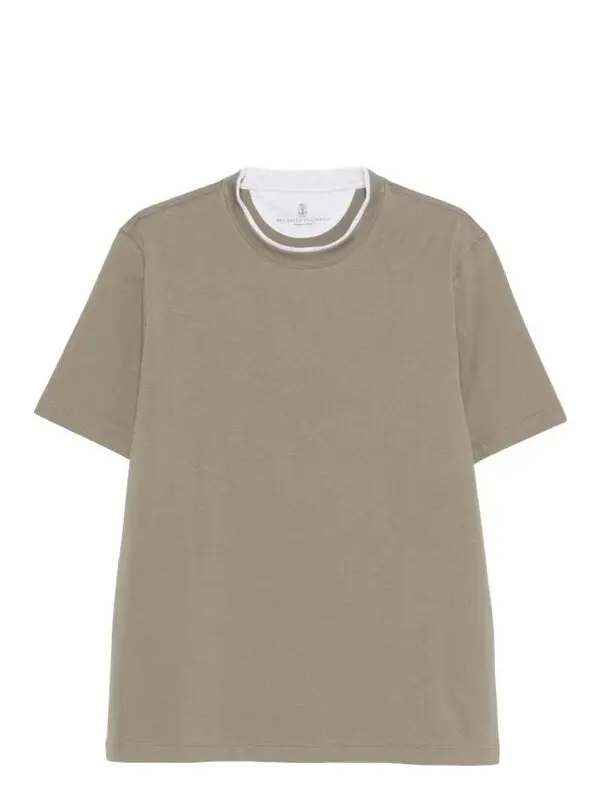 Brunello Cucinelli Layered-effect Crewneck T-shirt - Grey