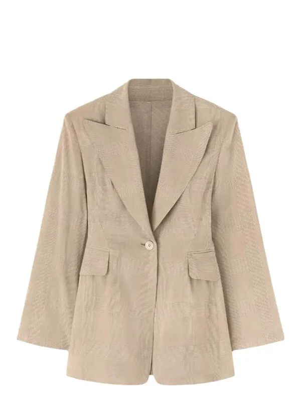 Ermanno Scervino Fitted Single-breasted Checked Blazer - Nude