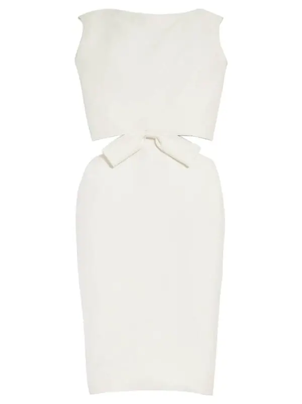 Balenciaga Sleeveless Boatneck Dress With Bow Detail And Cut-outs - Ivory