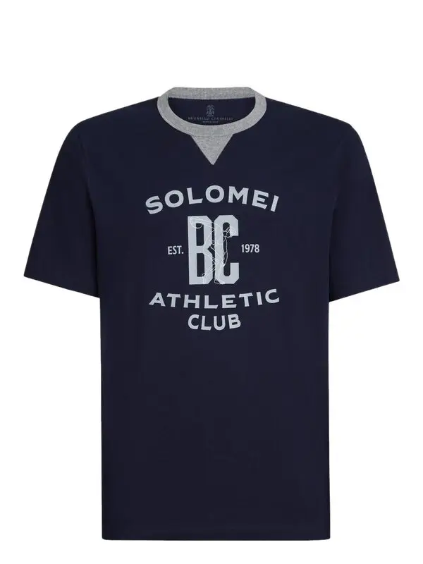 Brunello Cucinelli Graphic Printed Crewneck T-shirt - Blue