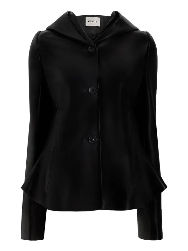 Khaite June Hooded Buttoned Jacket - Black