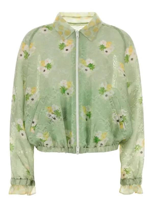 Fendi Floral Lace Bomber Jacket - Light Green