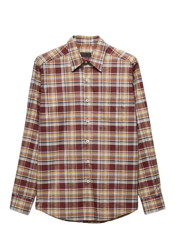 Prada Checked Cotton Shirt - Brown