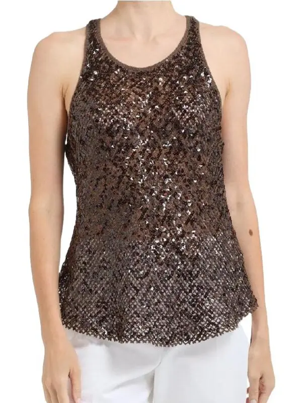 Brunello Cucinelli Sequin Embellished Sleeveless Top - Multicolor
