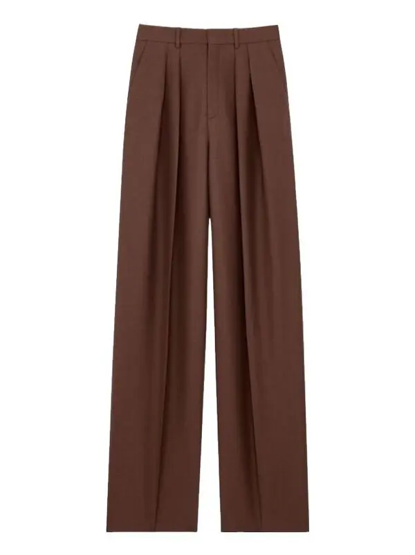 Saint Laurent Mid-rise Tailored Pants - Chocolate-colored