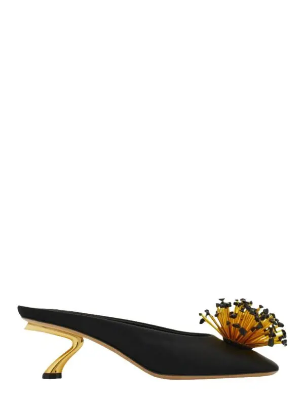 FERRAGAMO Embellished Heel Mules - Black