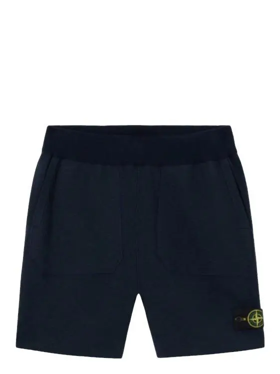 Stone Island Logo Patch Comfort Fit Shorts - Blue