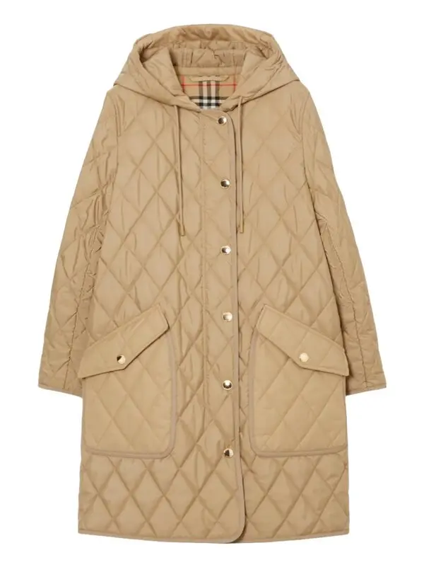 Burberry Diamond Quilted Hooded Coat - Nude