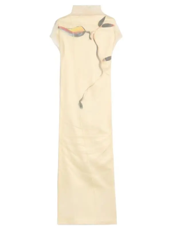 Sportmax Graphic-print Open-back Midi Dress - Light Yellow