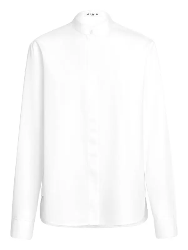 Alaïa Long Sleeve Band Collar Shirt - White