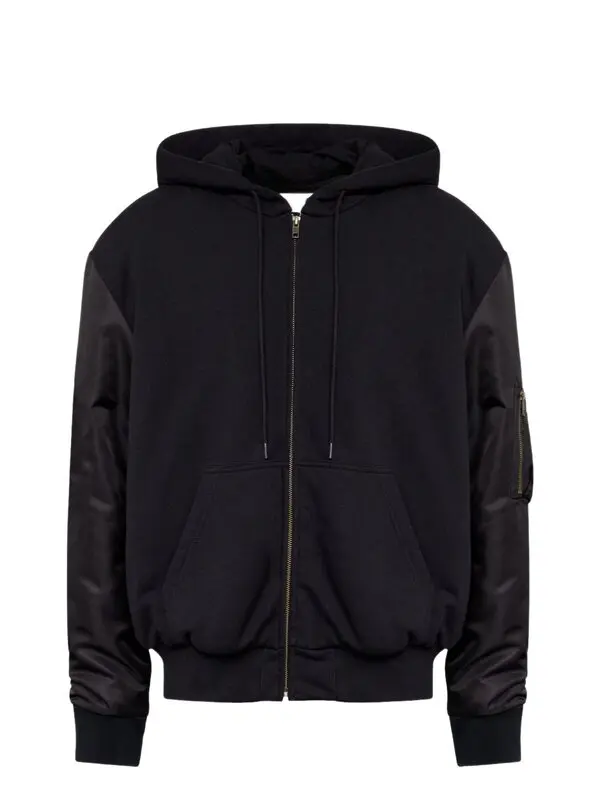 MAISON MARGIELA Zip-up Gathered-sleeve Hoodie - Black
