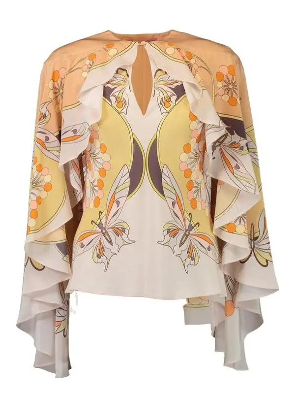 La DoubleJ Long Sleeved Printed Cover-up - Nude