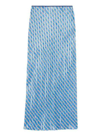 Dries Van Noten Striped Cutout Midi Skirt - Turquoise