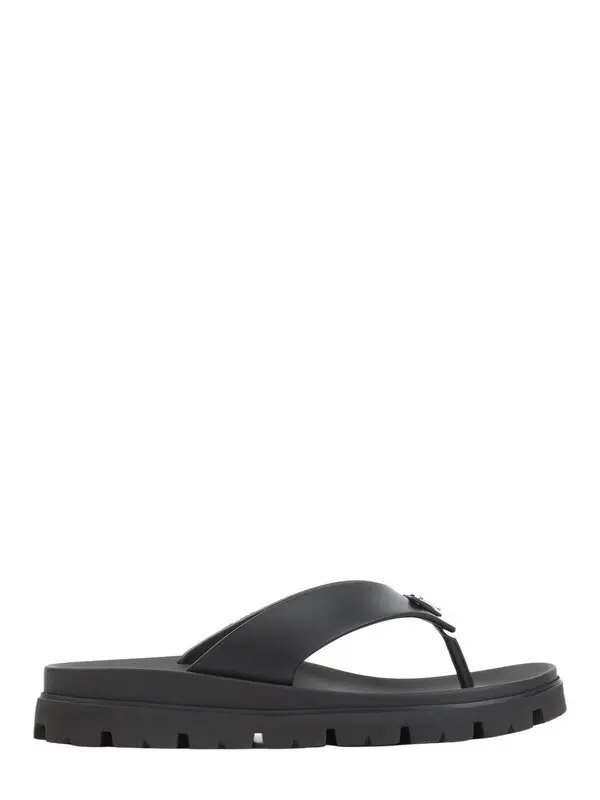 Prada Soft Cage Logo Flip Flops - Black