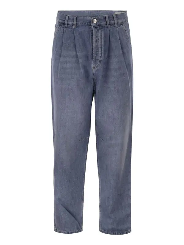 Brunello Cucinelli Pleated Relaxed Fit Jeans - Gray