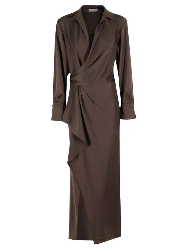 Simkhai Long Sleeve Wrap Maxi Dress - Brown