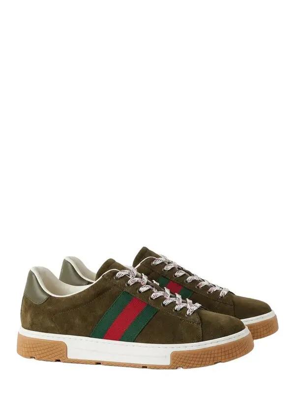 Gucci Ace Sneaker With Web Detail - Forest Green