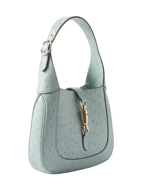 Gucci Jackie 1961 Ostrich Medium Bag - Blue