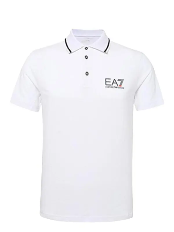 EA7 Logo Printed Polo Shirt - White