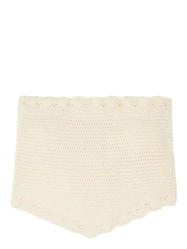 Posse Off-shoulder Cropped Top With Pointed Hem - Cream