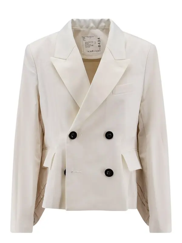 Sacai Panelled Double-breasted Blazer - White