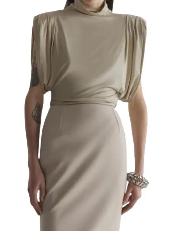 MUGLER High-neck Top - Nude