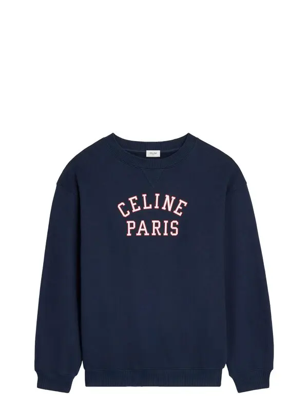 Celine Sweatshirt In Cotton Fleece - Navy Blue/red/white