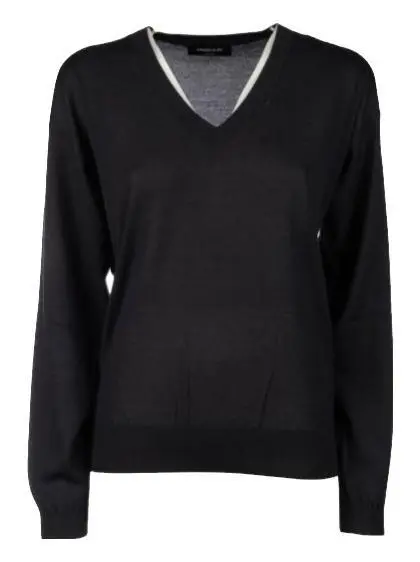 Fabiana Filippi Long-sleeved V-neck Sweater - Black