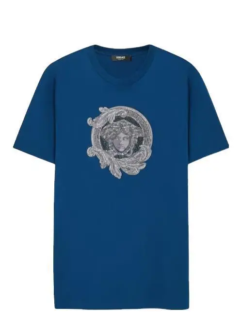 Versace Medusa Embellished T-shirt - Blue