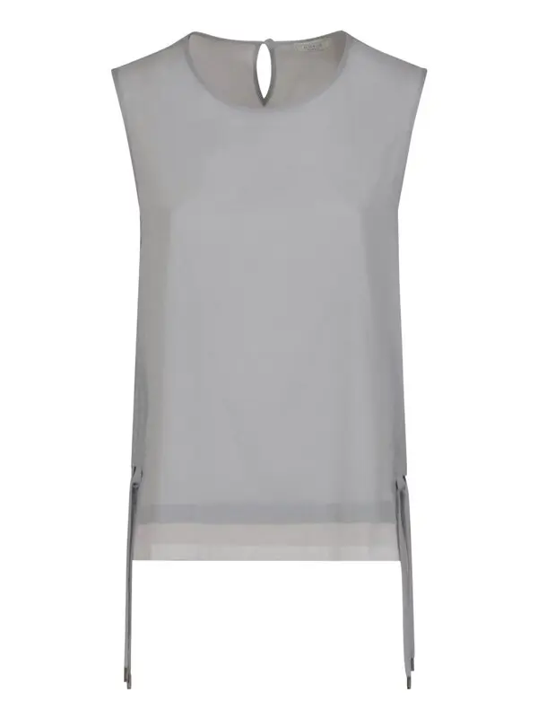 Peserico Sleeveless Round Neck Top With Side Ties - Gray