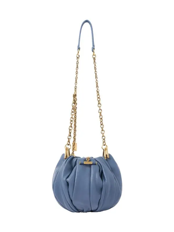 Chloé Plissé Leather Shoulder Bag - Grey Blue